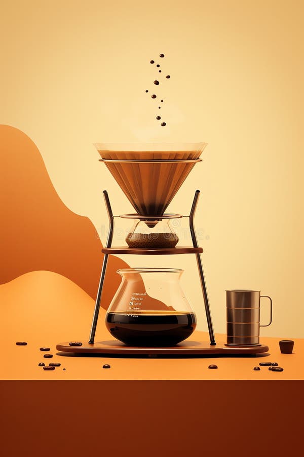 Old Coffee Dripper Setup Ad with Copy Space on Beige Background Stock ...