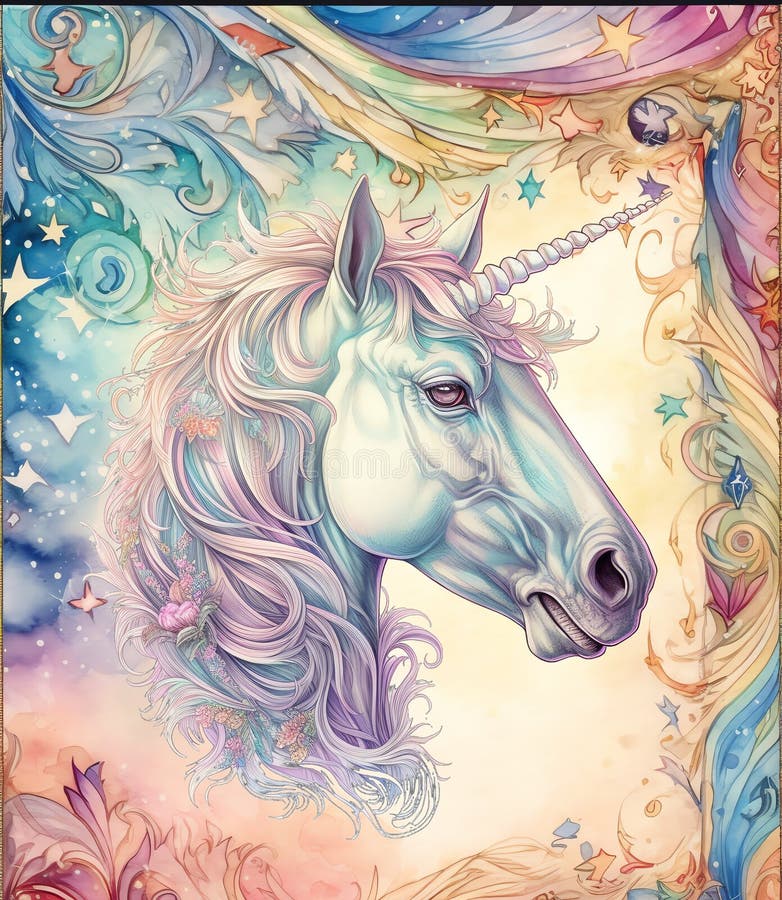 Old Paper Unicorn Vintage Junk Journal Digital Paper Stock Illustration ...