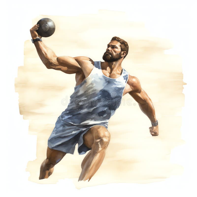 Olympic Athlete in a Discus or Javelin Throw Pose Illustration Stock ...