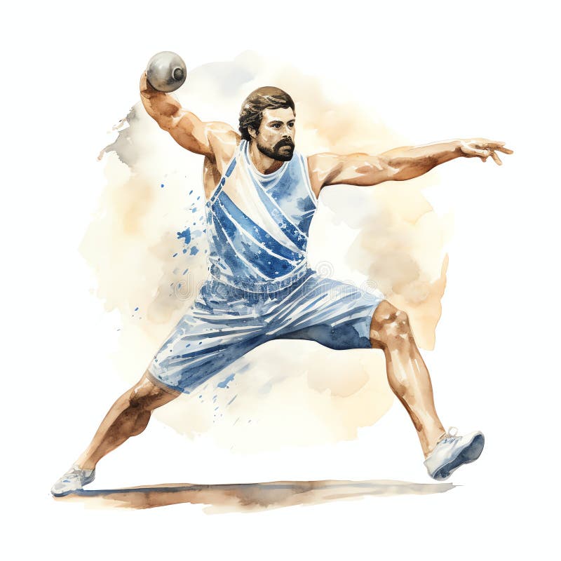 Olympic Athlete in a Discus or Javelin Throw Pose Illustration Stock ...