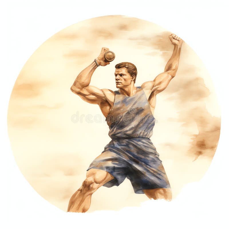Olympic Athlete in a Discus or Javelin Throw Pose Illustration Stock ...