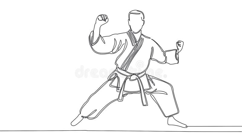 Continuous Line Drawing Karate Athlete Stock Illustrations – 106 ...