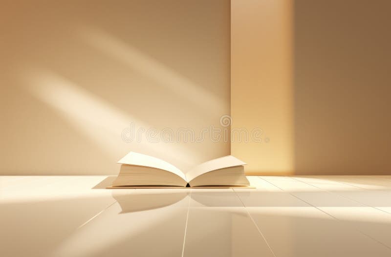 Open Book with Shadow on the Floor. 3D Rendering. Illustration Stock ...