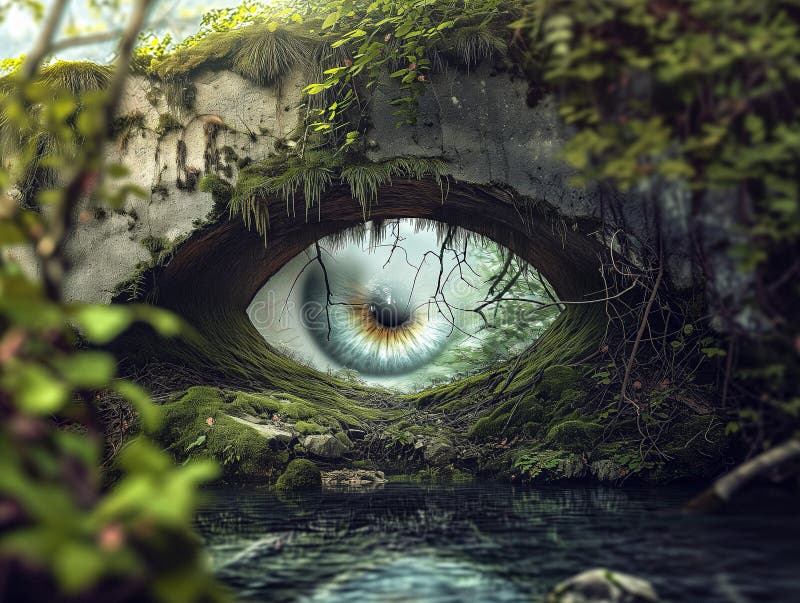 AI-Generated Image: Pareidolia - an Eye in the Forest Stock ...