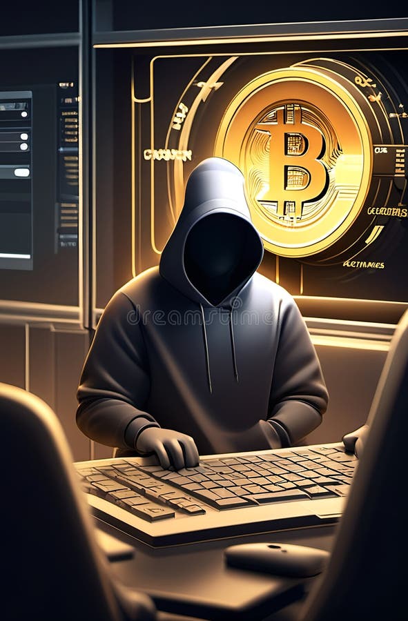 AI generated Bitcoin scene stock illustration. Illustration of exchange ...