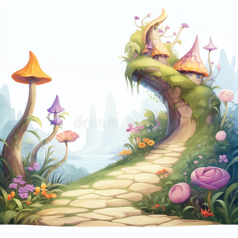 Pixie Pathway Toothfairy Fairytale World Watercolor Stock Illustration ...
