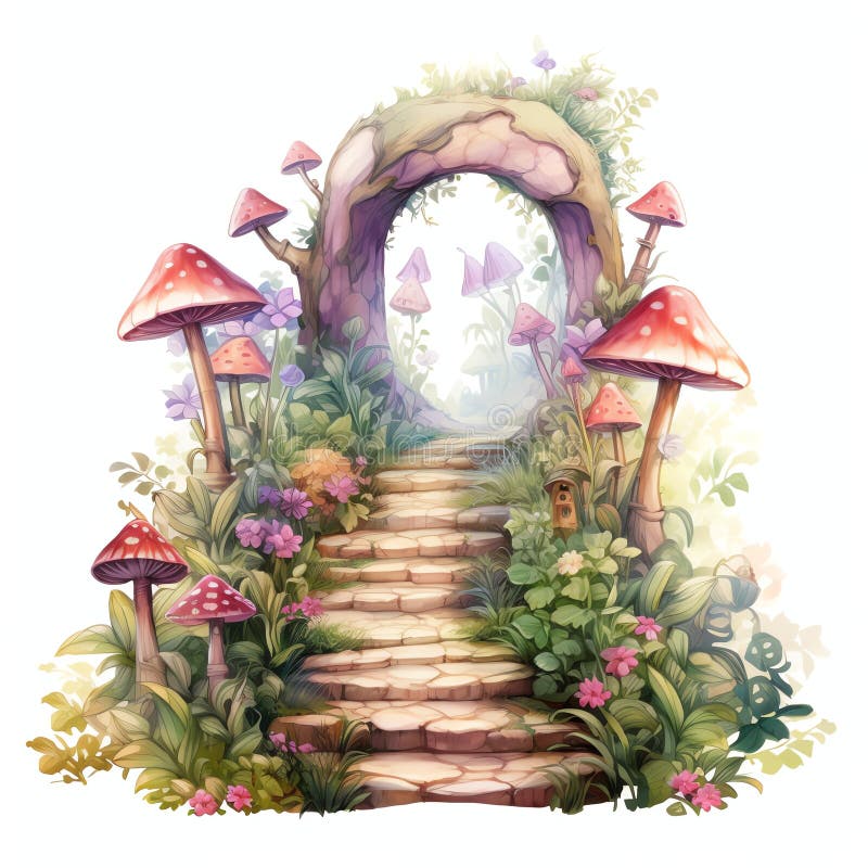 Pixie Pathway Toothfairy Fairytale World Watercolor Stock Illustration ...