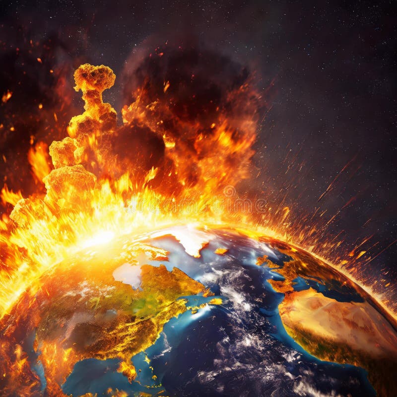 Earth in flames stock illustration. Illustration of armageddon - 303484355