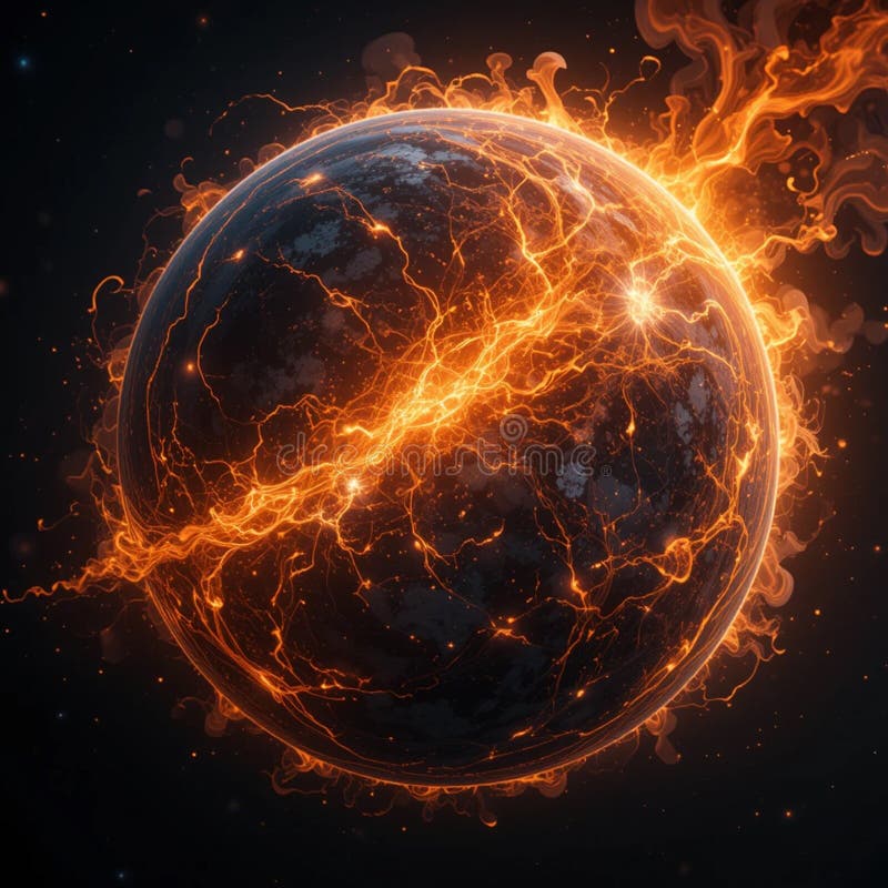 Image of Planet Earth Exploding in Flames Stock Illustration ...