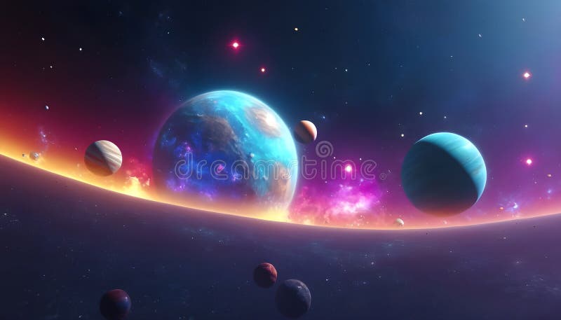 An Image of Planets and Stars in Space Stock Illustration ...