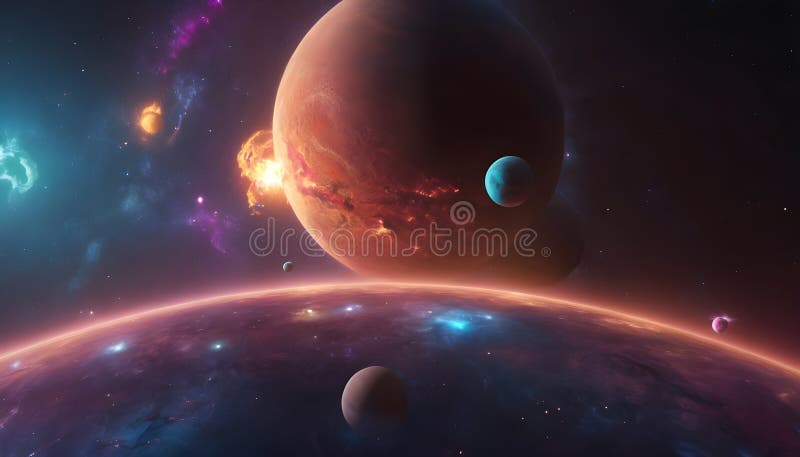 An Image of Planets and Stars in Space Solar System Stock Illustration ...