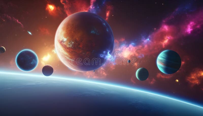 An Image of Planets and Stars in Space Solar System Surrounded by ...