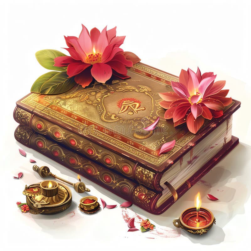 Pooja book hindu stock illustration. Illustration of elegance - 336433368