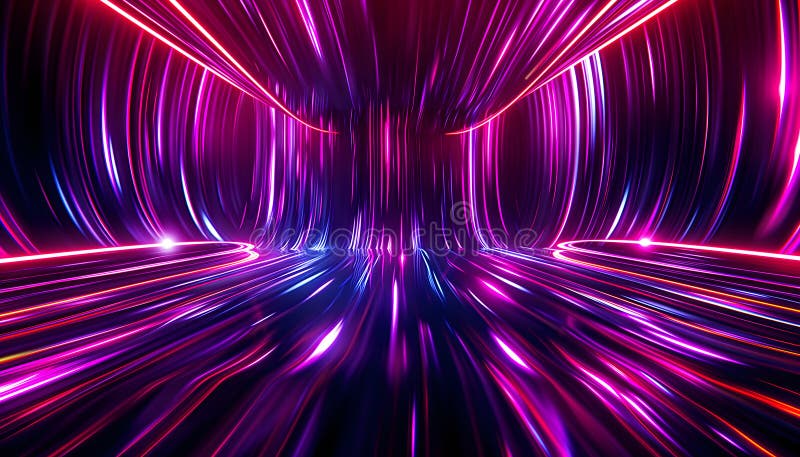 Cosmic Speed: Sci-Fi Neon Corridor in Ruby and Amethyst Hues Stock ...