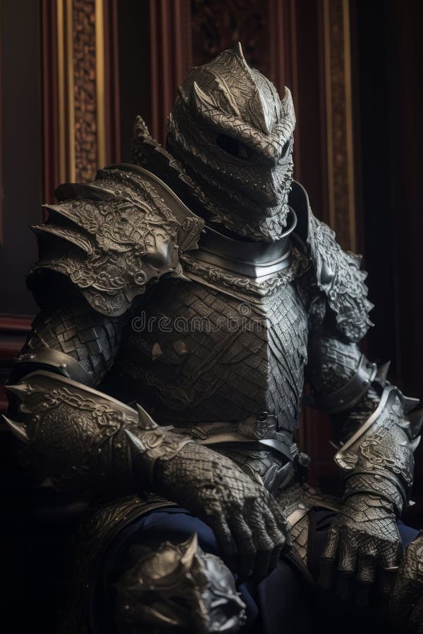 Portrait of the Lizard Knight Wearing Armor Stock Illustration ...