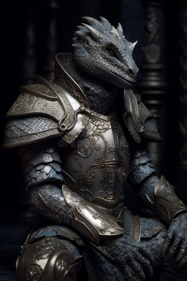 Portrait of the Lizard Knight Wearing Armor Stock Illustration ...