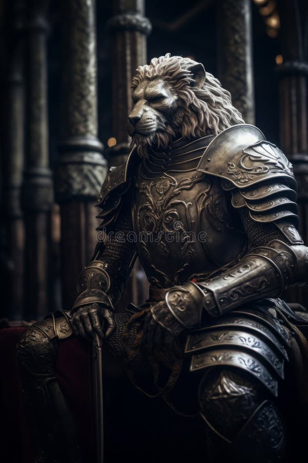 Portrait O the Lion Knight Portrait Wearing Armor Stock Illustration ...