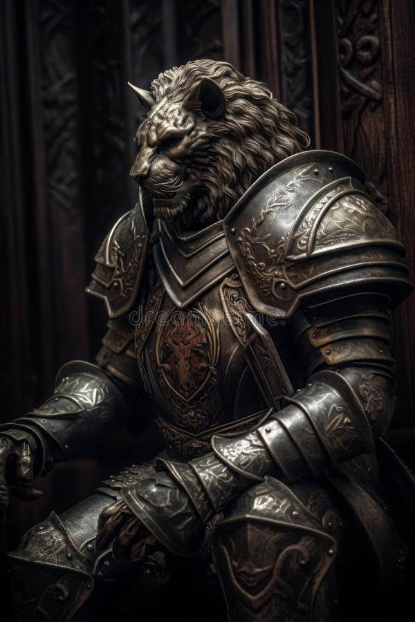 Portrait O the Lion Knight Portrait Wearing Armor Stock Illustration ...