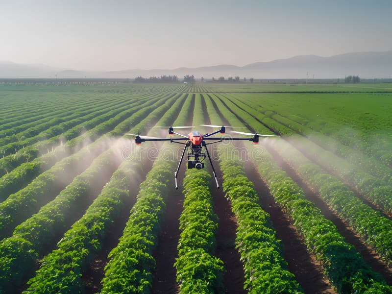 AI-Generated Image of Precision Farming with Drone in Crop Field Stock ...