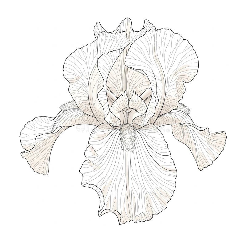 Elegant Iris Flower Outline with Soft Curves Stock Illustration ...