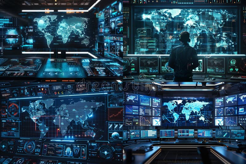 Four Views of Advanced Technology Cyber Security Cell in a City Hall ...