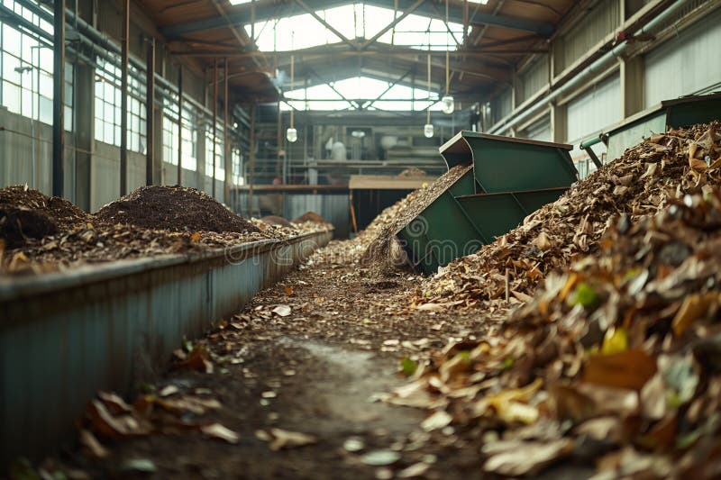 Industrial Recycling Plant Processing Organic Waste Stock Illustration ...