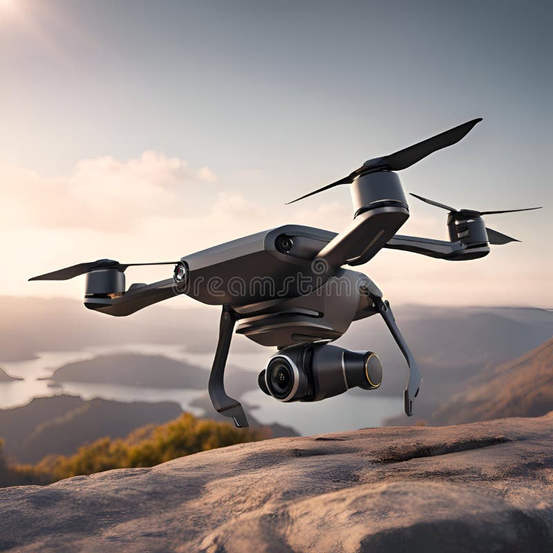 Next-Gen Foldable Drone Over Majestic Landscape Stock Illustration ...