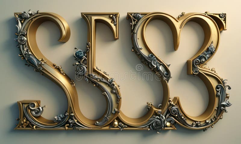 A Gold and Silver Word that Reads "SSS" on a Wall. Stock Illustration ...