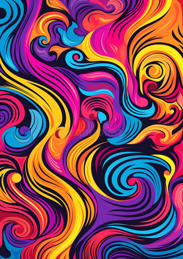 Psychedelic Swirls 90s Retro Nostalgic Frame Stock Illustration ...
