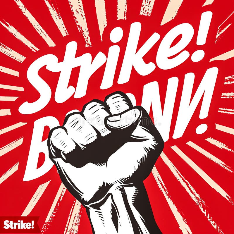 AI-Generated Image of Raised Fist with "Strike!" Slogan Stock ...