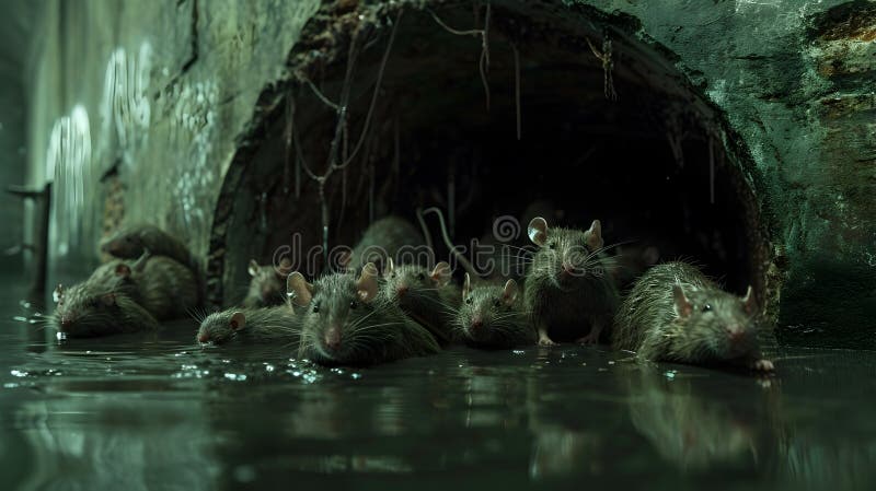 Rats Looking from the Tunnel of the Sewers. Stock Photo - Image of ...