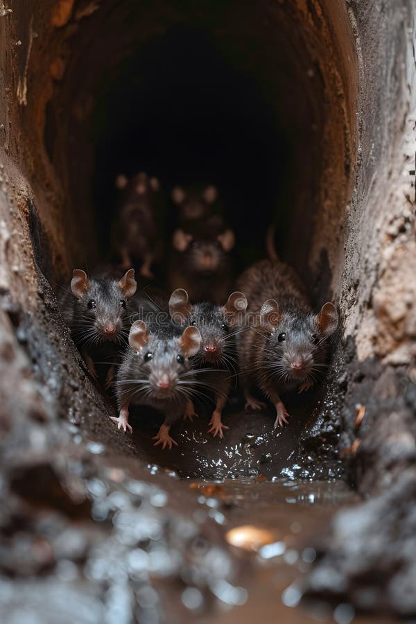 Rats Looking from the Tunnel of the Sewers. Stock Image - Image of ...