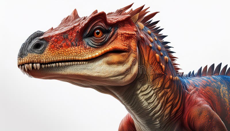 Realistic Face of Dinosaur in Close Up Isolated on White Background ...