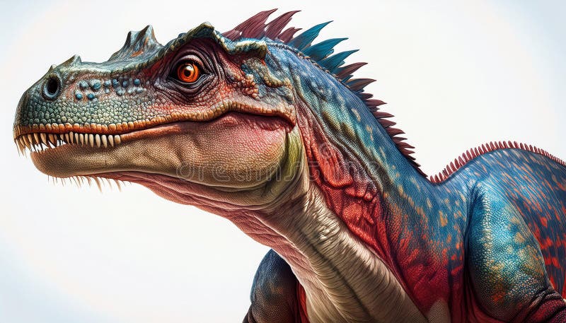 Realistic Face of Dinosaur in Close Up Isolated on White Background ...