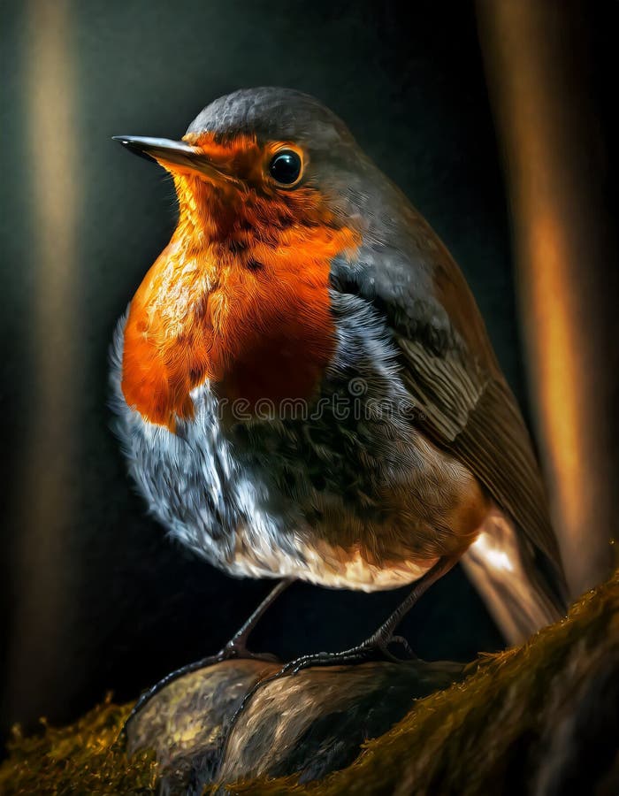 A red-breasted robin stock illustration. Illustration of breasted ...