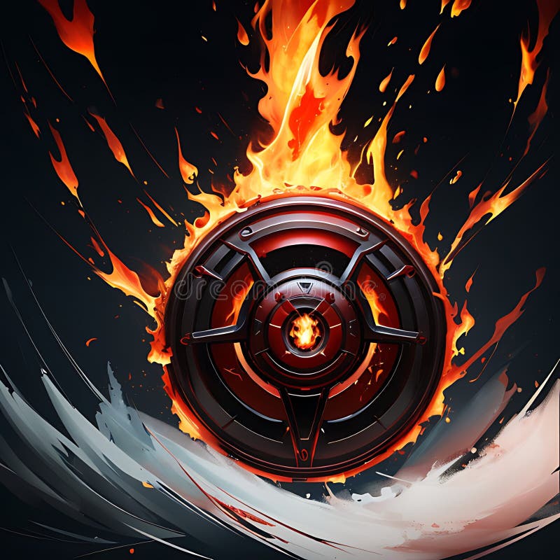 AI Generated Image of a Red Coloured Shield Protecting from Flames of ...