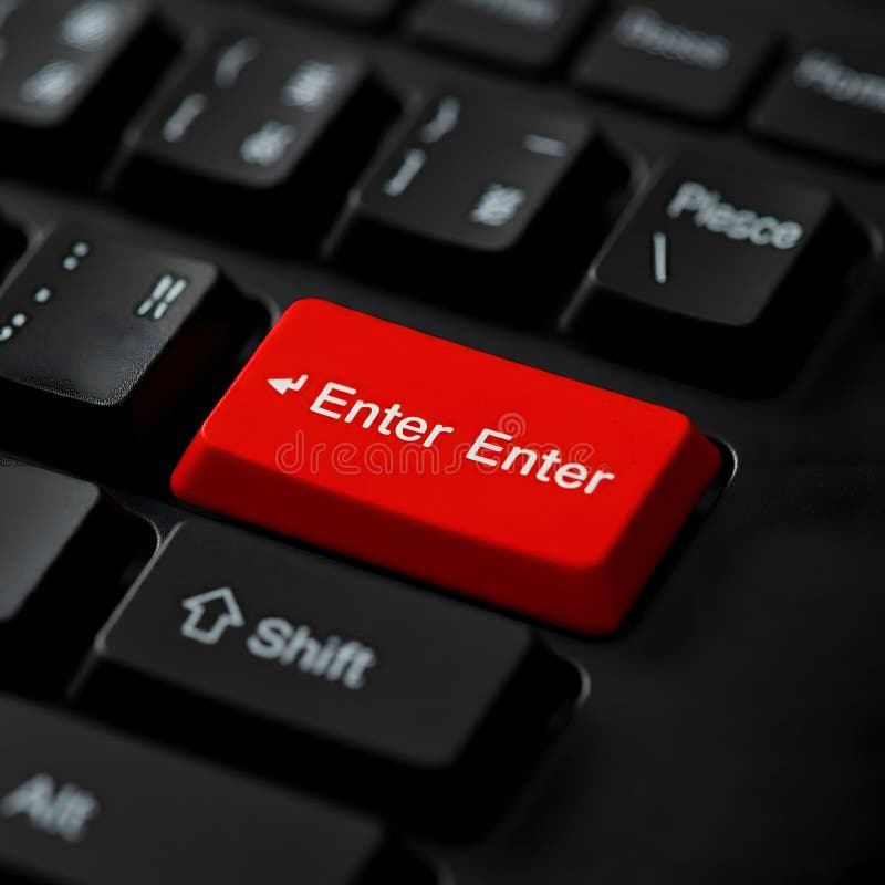 AI Generated Image of a Red Enter Key on a Black Computer Keyboard ...