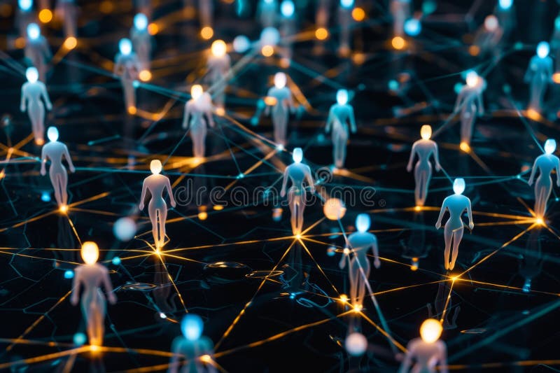 Futuristic Visualization of a Digital Network with Human-like Figures ...