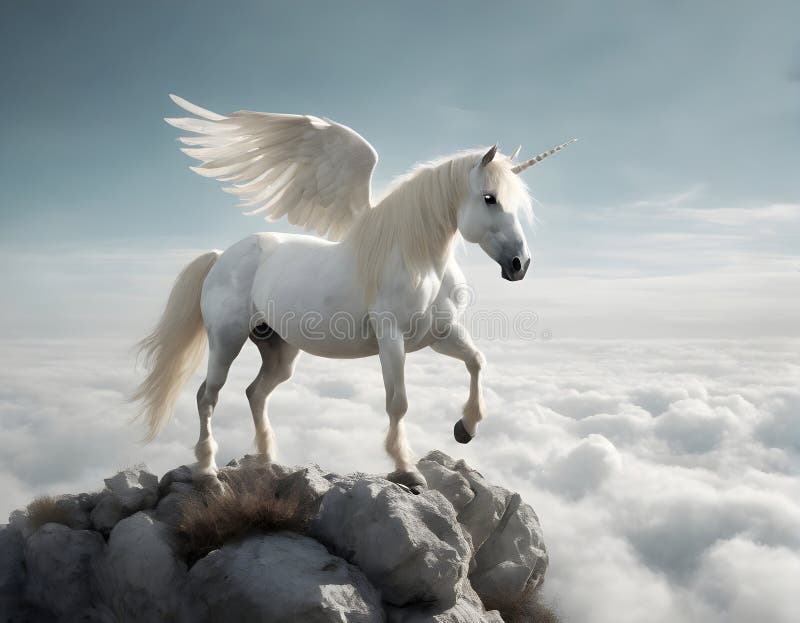 Ethereal Pegasus Unicorn stock illustration. Illustration of fantasy ...