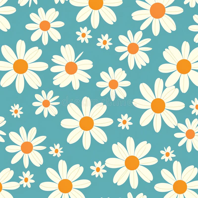 Retro Daisy Chain Flowers Background Pattern Wallpaper Vector Old ...