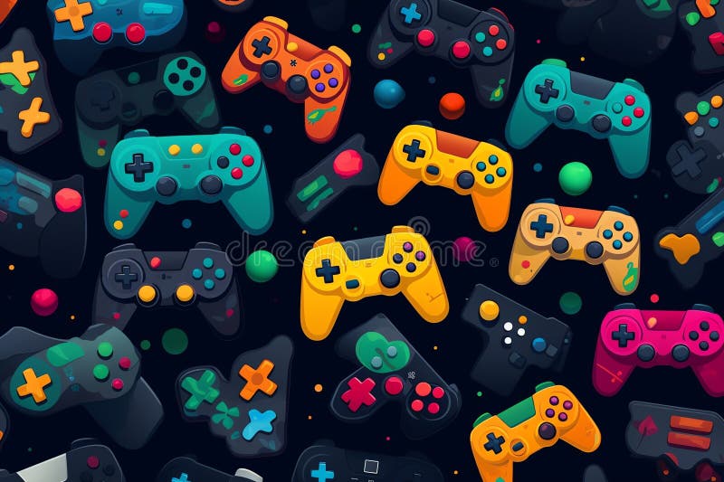 Retro Video Game Controllers 90s Retro Pattern Stock Illustration ...