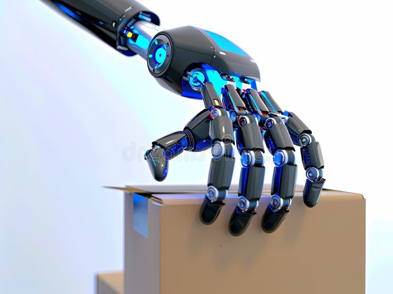 AI-Generated Image of a Robot with Blue and Silver Hands is Grabbing a ...