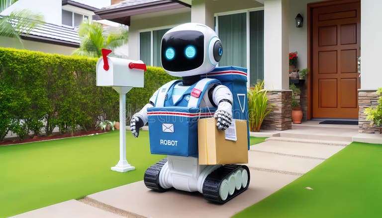 Robotic Mailman stock illustration. Illustration of yellow - 386851864