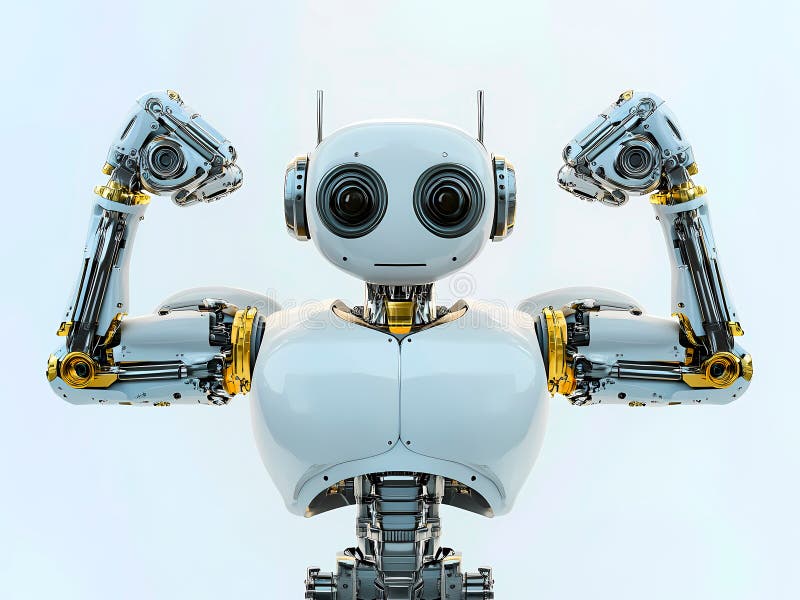 AI-Generated Image of a Robot with Gold Accents on Its Arms and Chest ...
