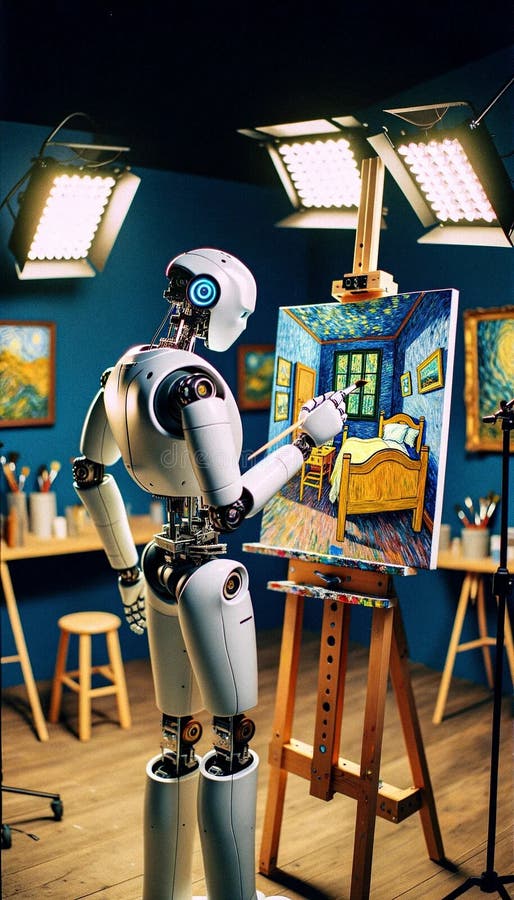 AI-Generated Image: Robot AI Painting a Canvas Stock Illustration ...