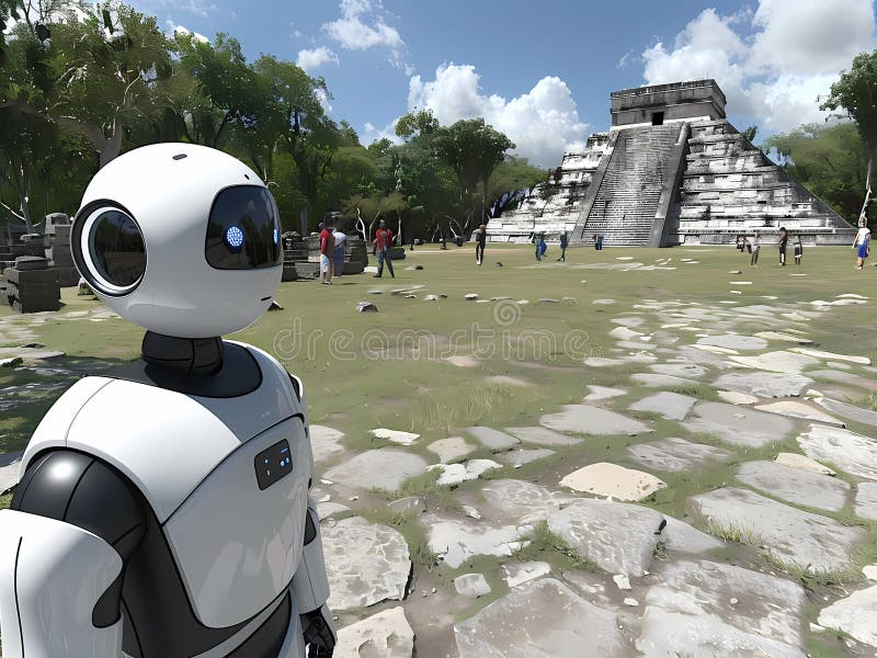 AI-Generated Image of a Robot is Standing in Front of a Large Pyramid ...