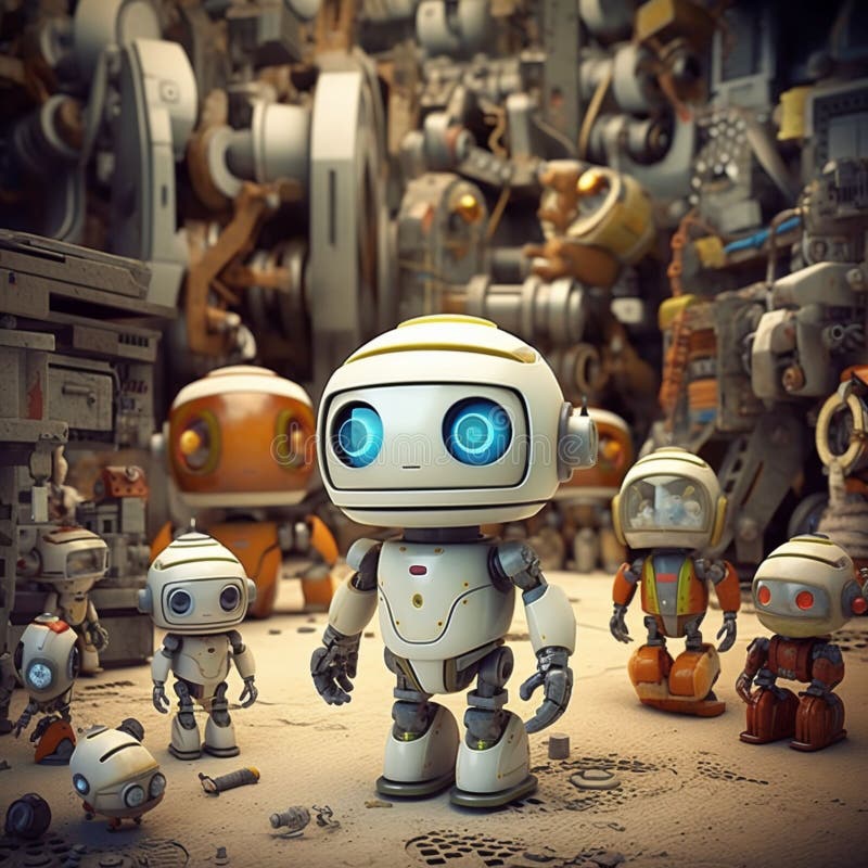 AI Generated Image of Robots in Digital Environment Stock Illustration ...