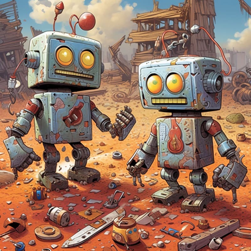 AI Generated Image of Robots in Digital Environment Stock Illustration ...