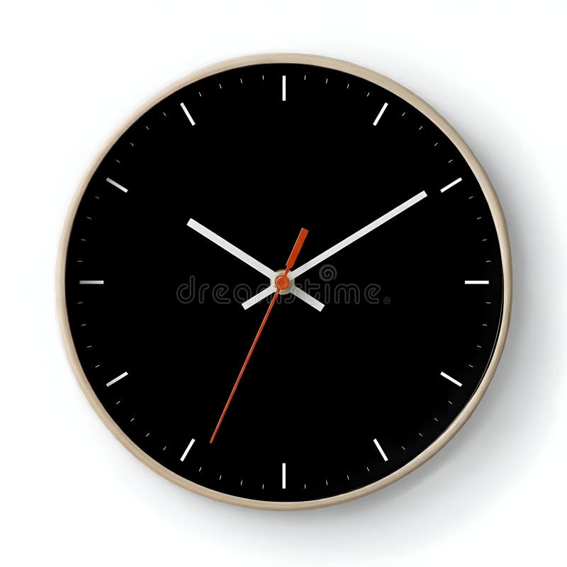 AI Generated Image Round Black Clock with White Hands and Beige Frame ...