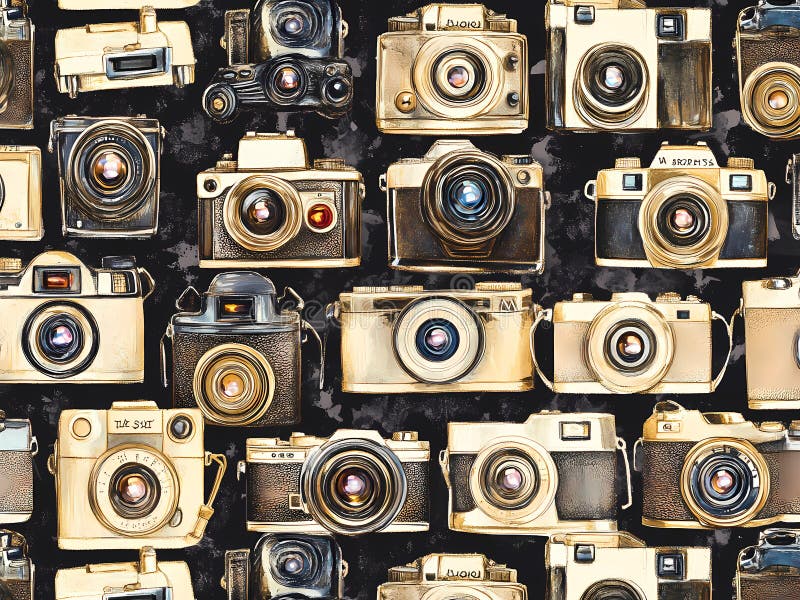 AI-Generated Image of a Row of Old Fashioned Cameras with the Numbers T ...